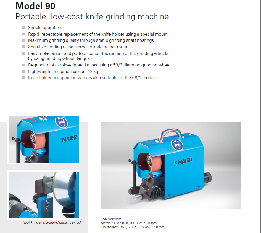 MAI-Model-90 | MAIER knife grinding machine - PORTABLE MODEL ...